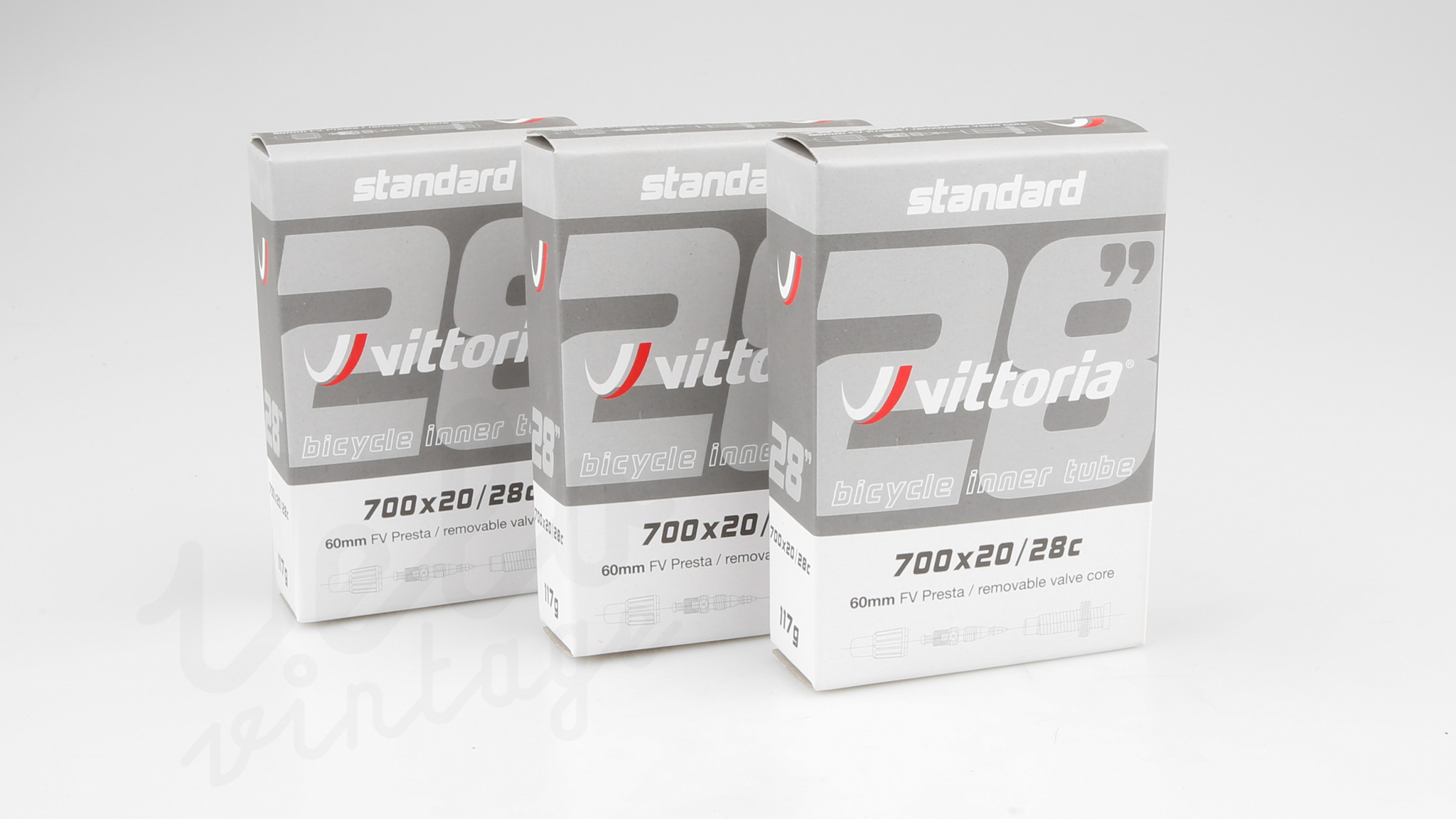 Vittoria Slange 3. Pak Tilbud | 700×20-28c | 60mm Racerventil (aftagelig ventil) – Velovintage